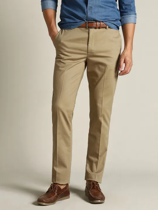 Buy Men Beige Signature Stain Defender Slim Fit Trousers | Dockers ...
