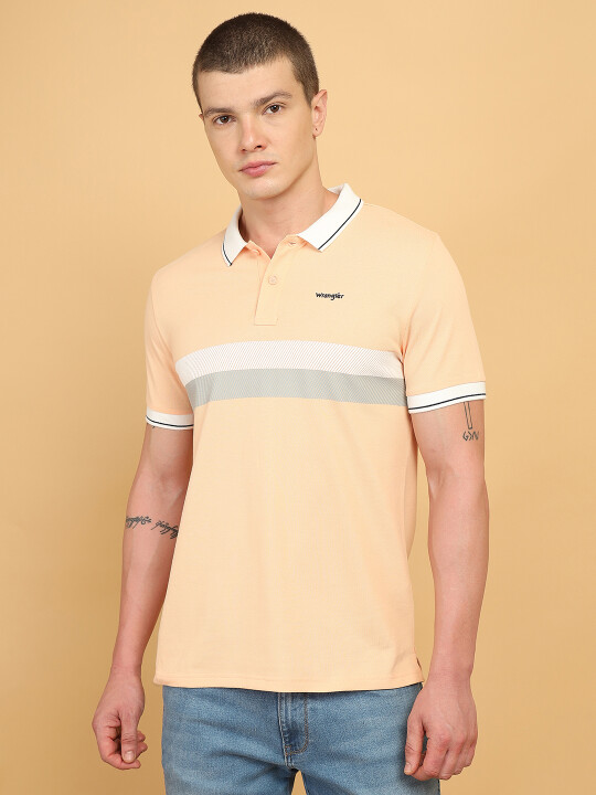 Wrangler Mens Printed Orange Collared Neck shirt