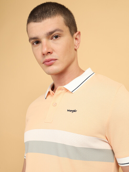 Wrangler Mens Printed Orange Collared Neck shirt