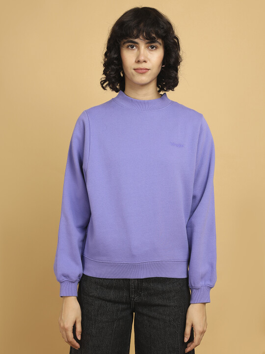 Wrangler Female Solid Purple Relaxed Fit Sweatshirt